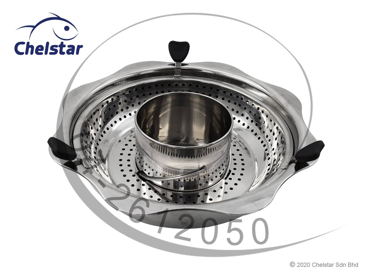 Chelstar 34cm Stainless Steel Rotating Steamboat Pot (0039)