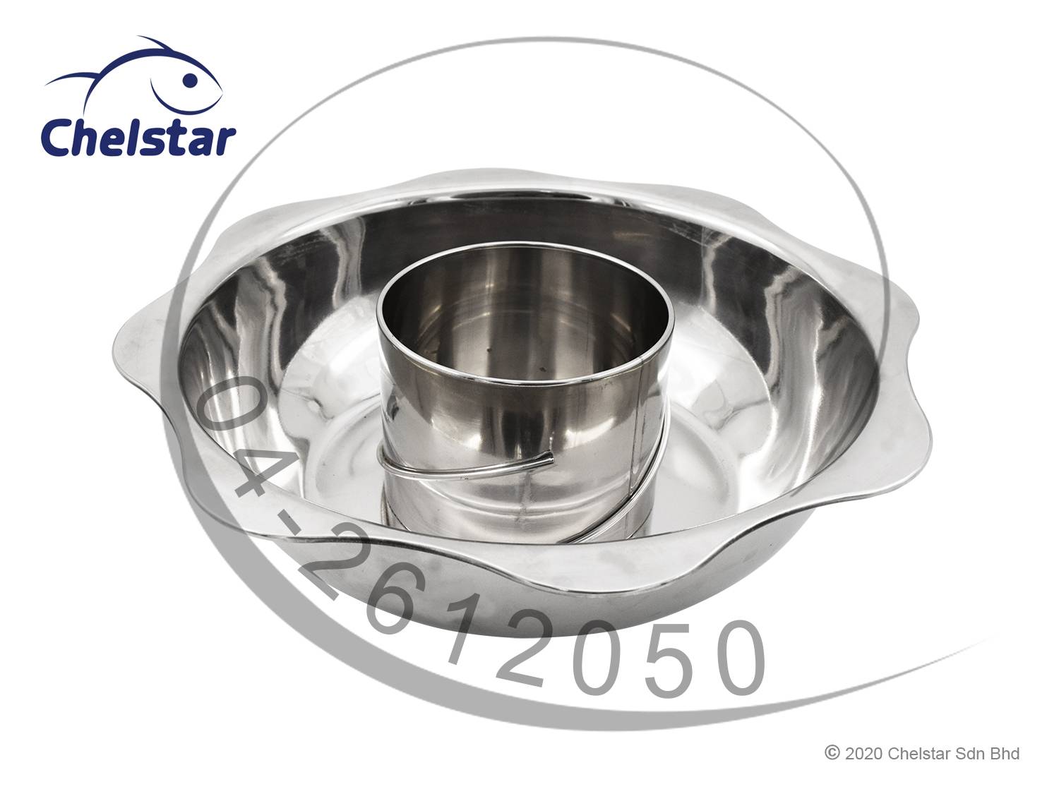 Chelstar 34cm Stainless Steel Rotating Steamboat Pot (0039)