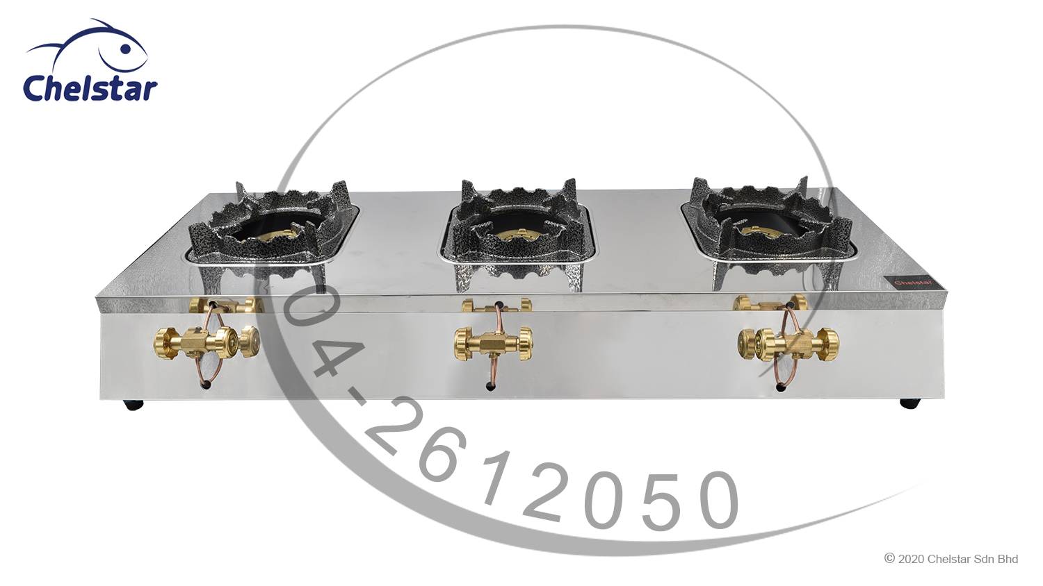 Chelstar Three Burner Commercial Table Top Stove / Gas Cooker (MS-30M)