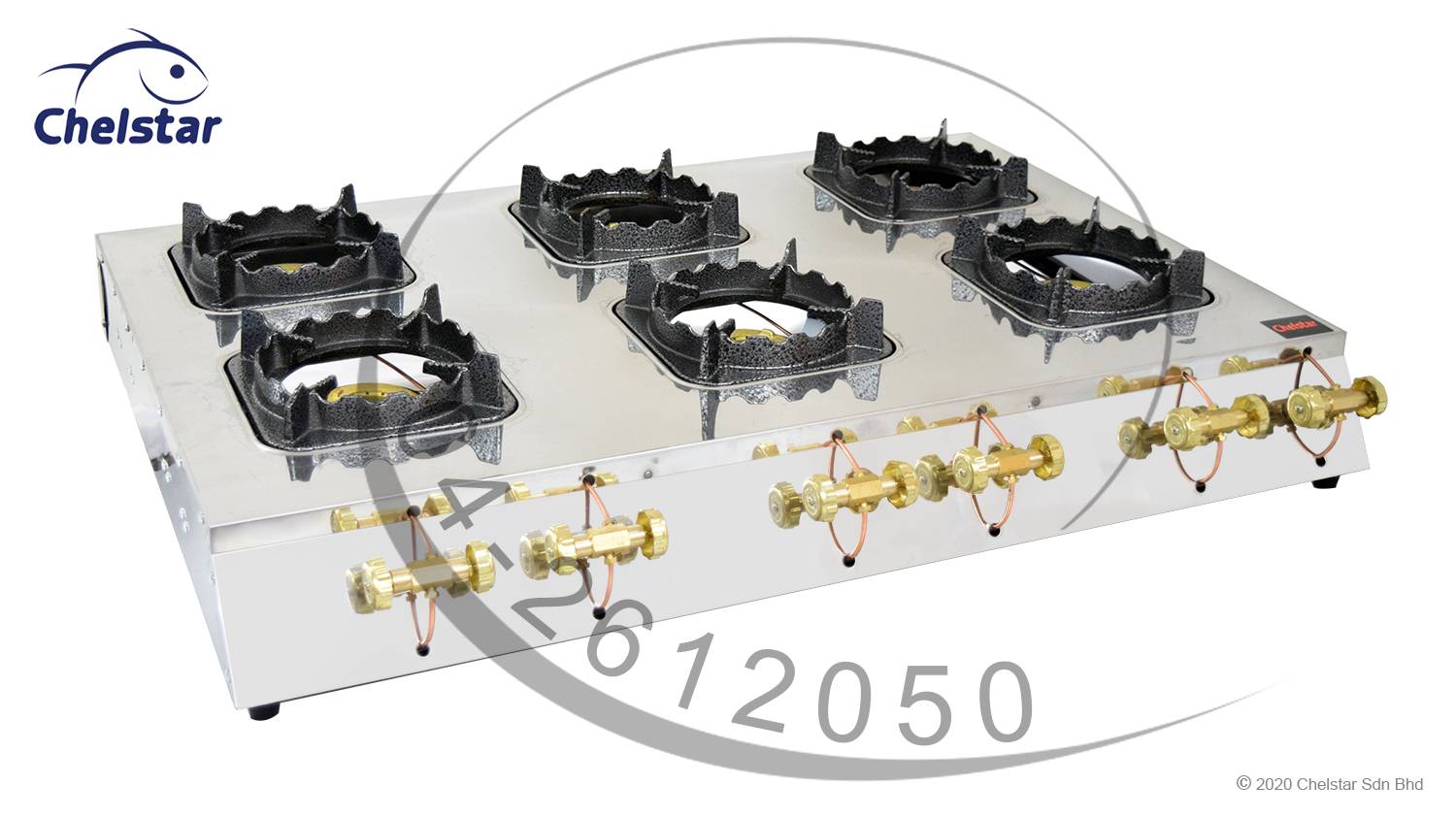 Chelstar Six Burner Commercial Table Top Stove / Gas Cooker (MS-60M)