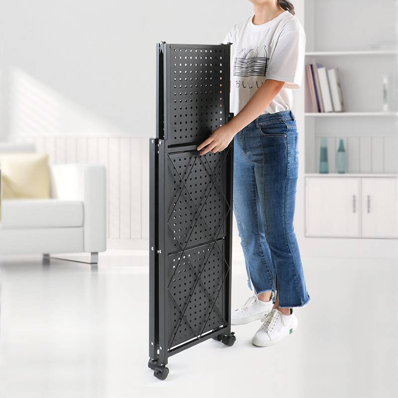 Foldable Stainless Steel Storage Rack Wheeled Kitchen Home (WK271202)