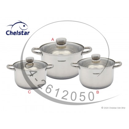Kaiserhoff 3 set Periuk Tahan Karat KH9913/Stainless Steel 3 Sets Pot ...